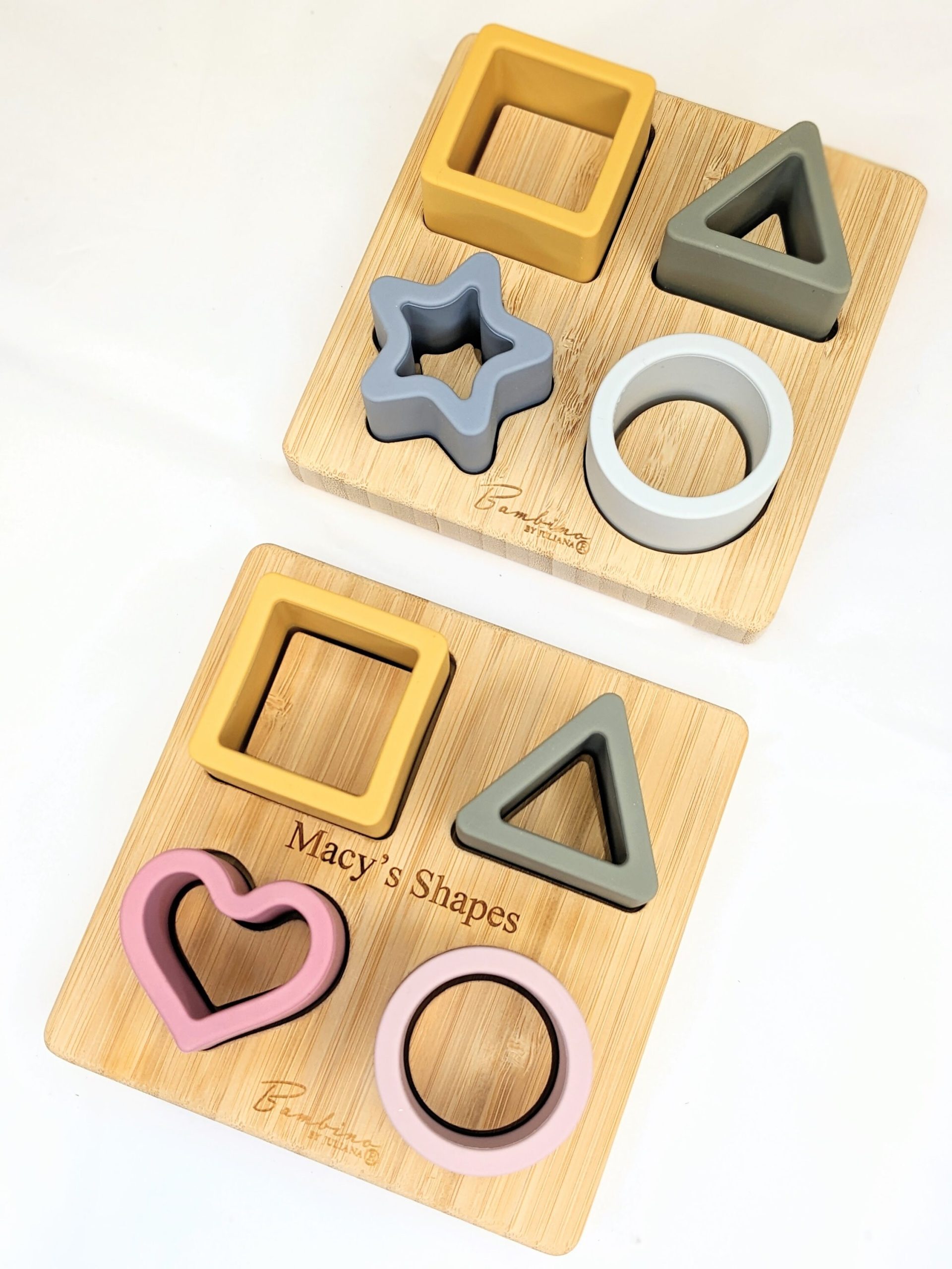 Personalised Silicone Shapes Bamboo Puzzle - Honey Pot Workshop