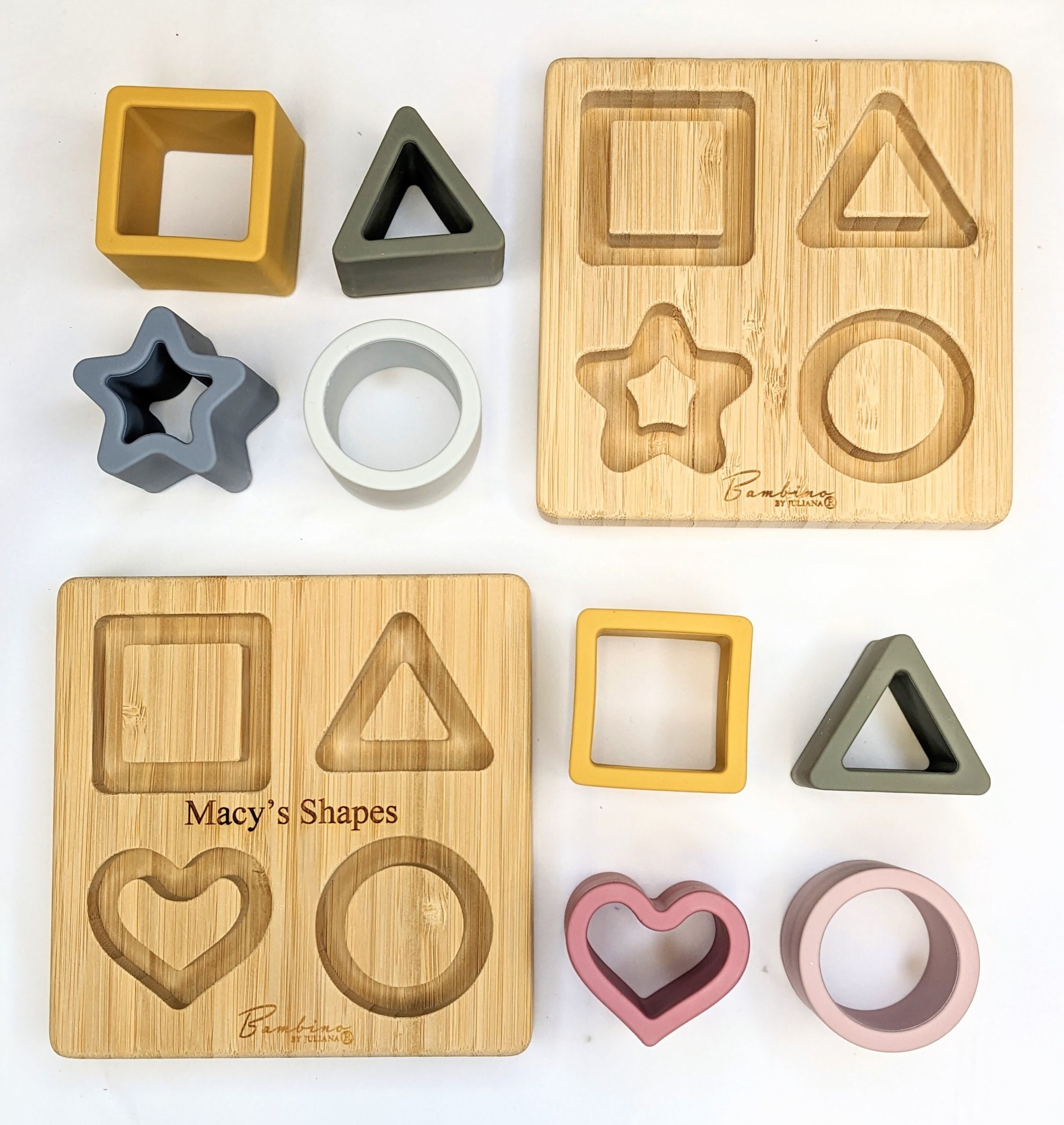 Personalised Silicone Shapes Bamboo Puzzle - Honey Pot Workshop