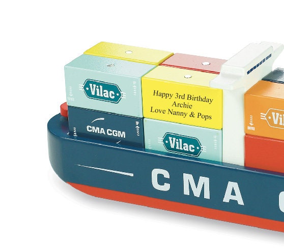 Personalised Cargo Freight Ship Toy - Honey Pot Workshop